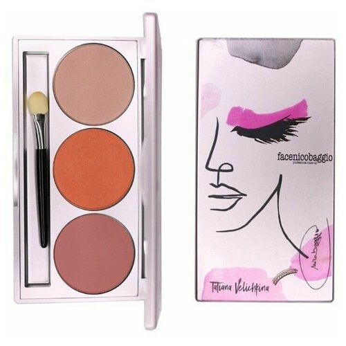 Палетка контуринга FACE nicobaggio professional make-up 3 цвета Succodivita румяна тени для век