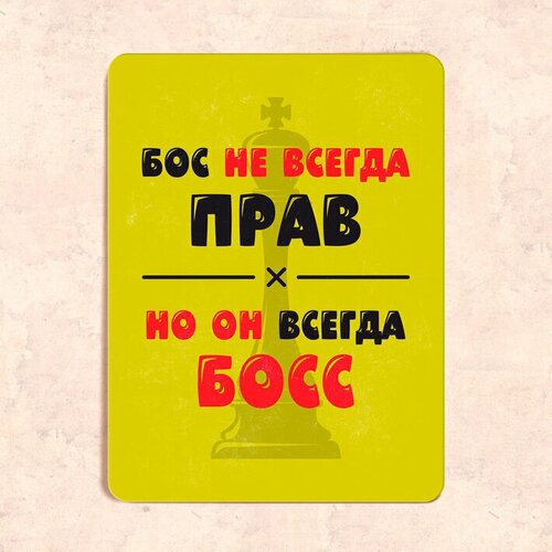 Табличка "Бос не всегда прав, но он всегда босс", 22,5х30 см, УФ-печать, ПВХ