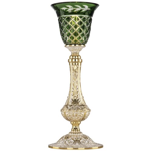 Лампа декоративная Bohemia Ivele Crystal 71100L/15 GW P2 Clear-Green/H-1J, E14, 40 Вт, золото беленое