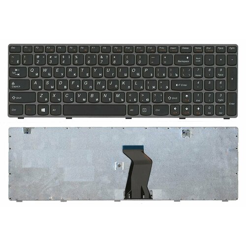 Клавиатура для ноутбука LENOVO Z580AF черная с серой рамкой