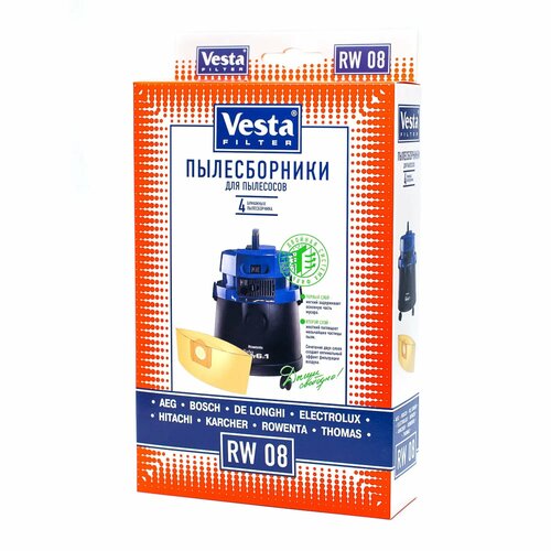 Мешки тканевые для пылесоса Vesta Filter RW08, 14 л, 4 шт