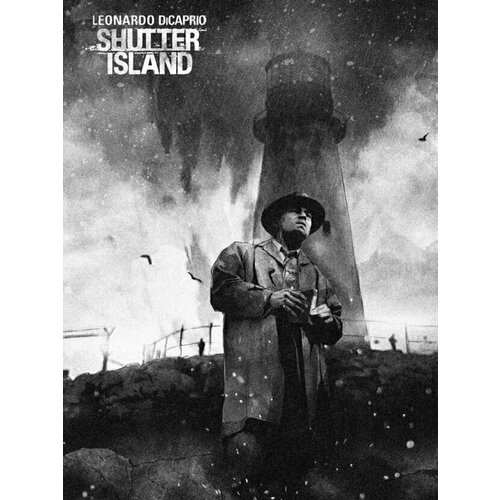 Плакат, постер на холсте Shutter Island/Остров проклятых/черно-белый. Размер 30 х 42 см