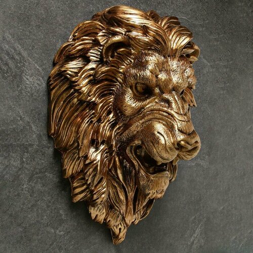 Хорошие сувениры Подвесной декор "Голова льва" золото, 23х35х52см