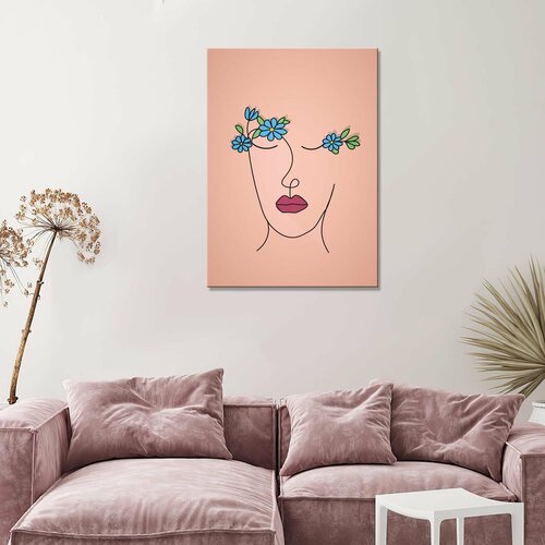 Картина/Картина на холсте/Картина на холсте для интерьера/ Картина на стену/ Картина в подарок для дома/ - Девушка с цветами на розовом фоне 20х30
