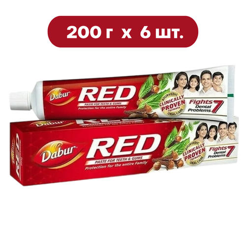 Dabur Red аюрведическая зубная паста 200 г (Дабур Ред) - 6 шт.