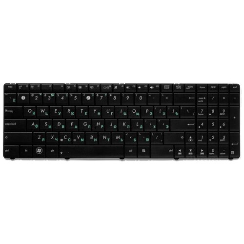 Клавиатура для ноутбука Asus X53, X53U, X73 Series. Плоский Enter. Чёрная, без рамки. PN: V118502AS1