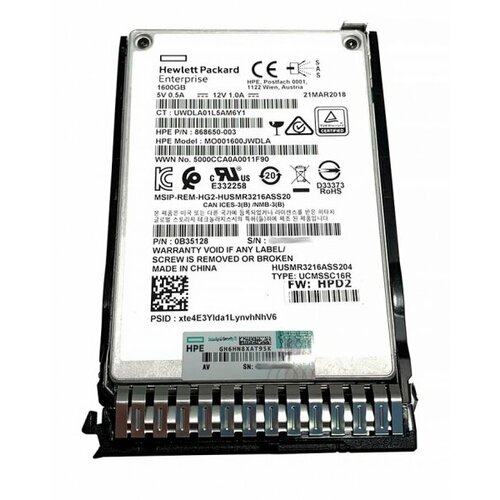 Жесткий диск HP 873565-001 1,6Tb SAS 2,5" SSD