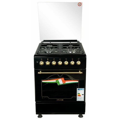 Газовая плита, il Monte FO-GE6002 Black, 60 см, Электрическая духовка 64 л, 8 режимов