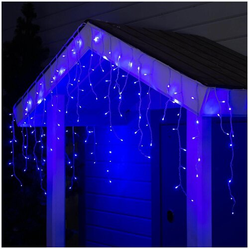 Гирлянда уличная Luazon Lighting "Бахрома" УМС, 3*0,6 м, 3W LED-160-220V, нить белая, свечение синее (1080175)