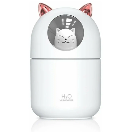 Увлажнитель воздуха мини Котик с подсветкой, ультразвуковой увлажнитель для дома, ночник светильник. Белый