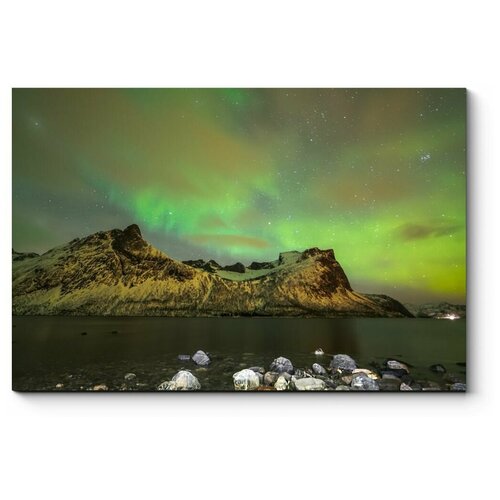 Модульная картина Северное сияние над фьордами 120x80