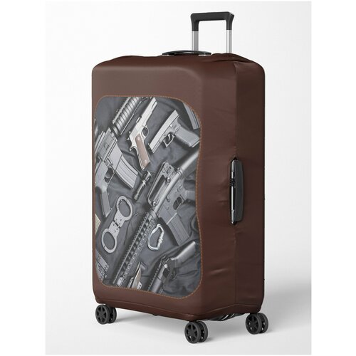 Чехол для чемодана , размер M, черный, коричневый