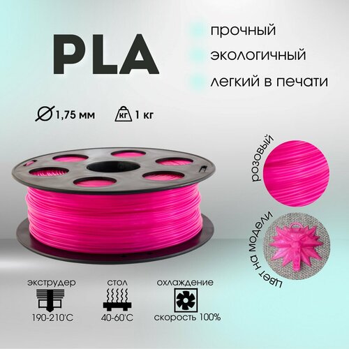 PLA пруток BestFilament 1.75 мм, 1 кг, 1 л, розовый, 1.75 мм