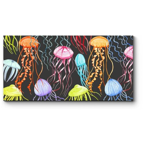 Модульная картина Разноцветные медузы50x25