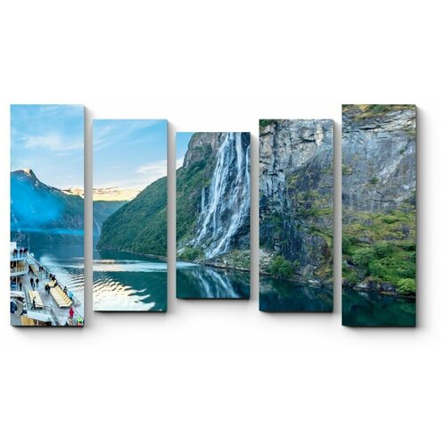Модульная картина Водопад 7 сестер в норвежских фьордах 190x114