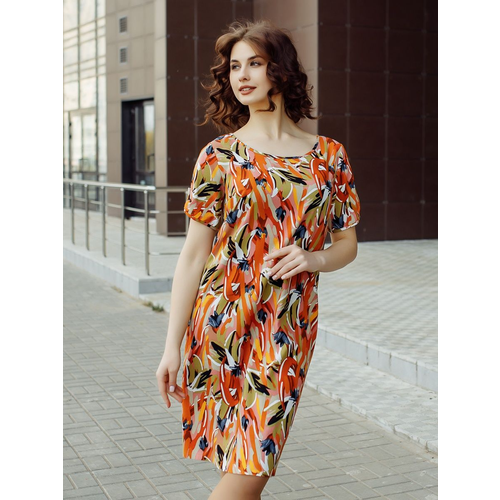 Платье Текстильный Край, размер 52, оранжевый