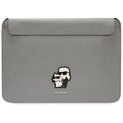 Чехол-папка Lagerfeld Saffiano Sleeve NFT Karl & Choupette для Macbook 13"/14", серебристый