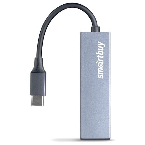 USB Type-C Хаб Smartbuy 460С 2 порта USB 3.0, металл. корпус (SBHA-460C-G), серый