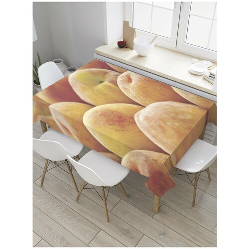 Скатерть прямоугольная JoyArty на кухонный стол "Персики" из оксфорда, 180x145 см