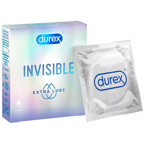 Презервативы Durex Invisible Extra Lube, 3 шт.