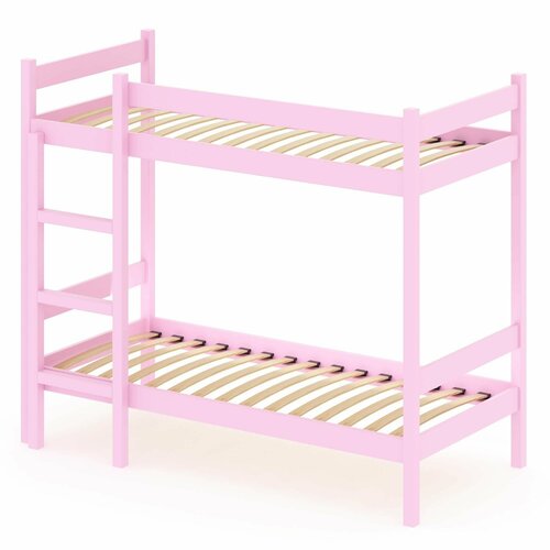Двухъярусная кровать из массива сосны с ортопедическим основанием, 190х80 см (габариты 200х90), цвет розовый