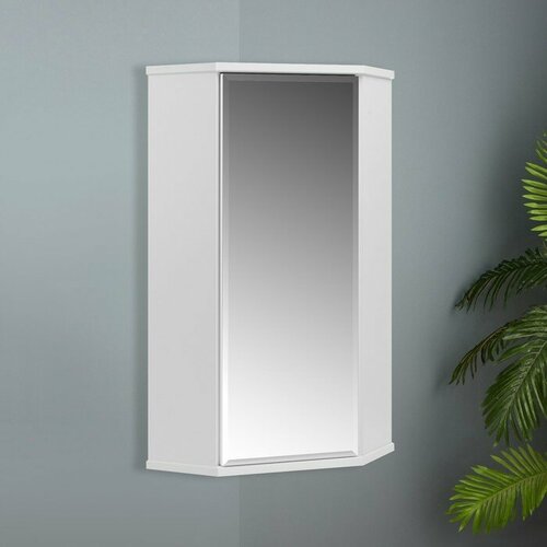 Шкаф навесной для ванной комнаты угловой "ПШ" с зеркалом, 48 х 34 х 73 см 9938707