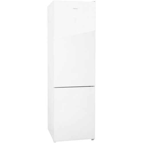 Холодильник HIBERG RFC-400DX NFGW, белое мерцающее стекло
