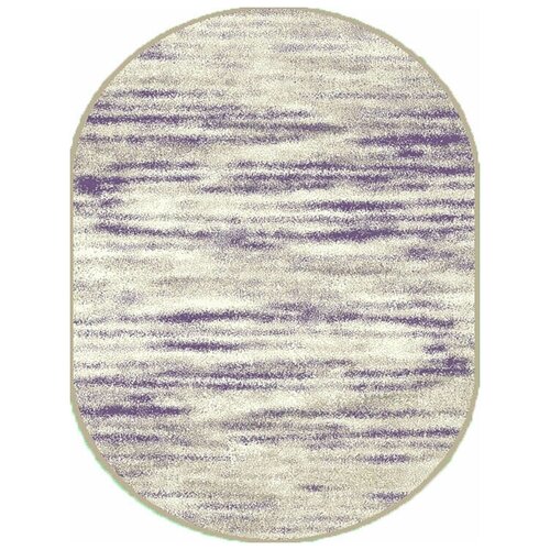 Ковер Люберецкие ковры Соло 44006-39 овал, Серо-бежевый с фиолетовым, 2.5 х 3.5 м