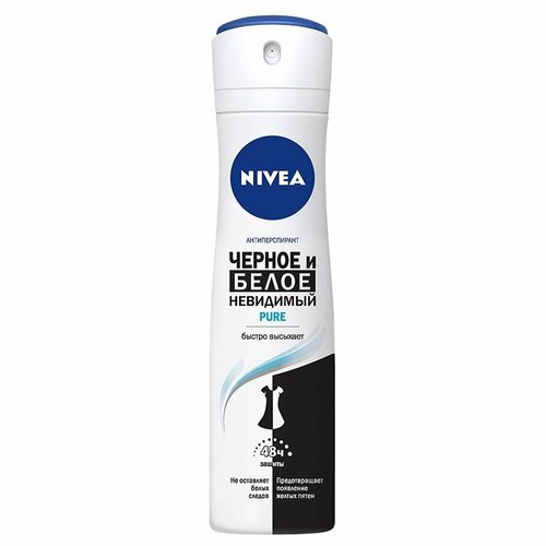 Антиперспирант Nivea Черное и белое невидимый Pure спрей, 150 мл