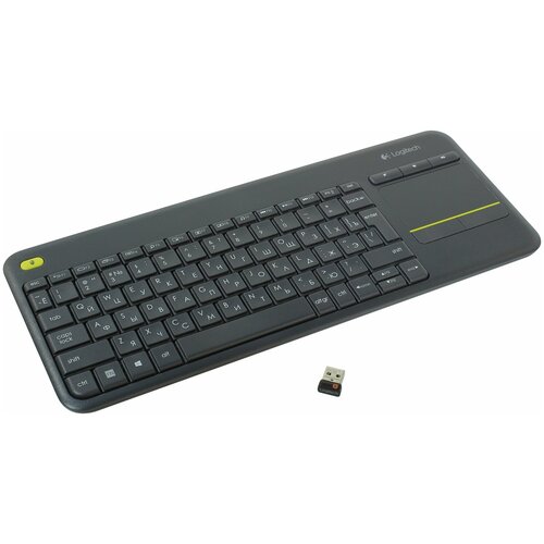 Беспроводная клавиатура Logitech K400 Plus черный, английская/русская (ISO), 1 шт.