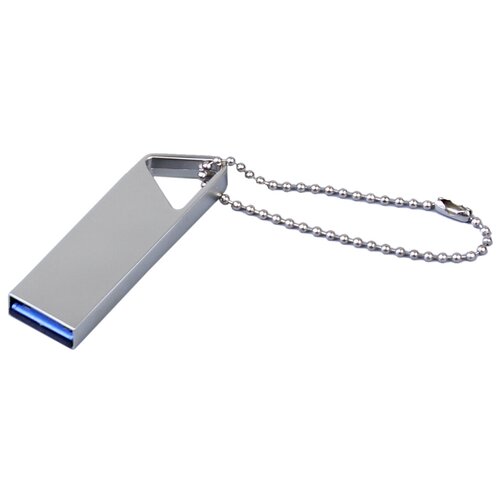 Компактная металлическая флешка с треугольным отверстием для цепочки (8 GB USB 2.0 Серебро Mini033 Хроший подарокподарок)