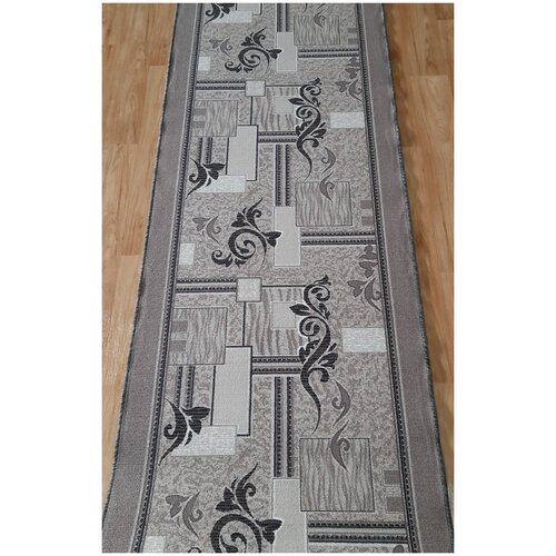 Ковровая дорожка на войлоке, Витебские ковры, с печатным рисунком, 1530, серая, 0.9*3.5 м