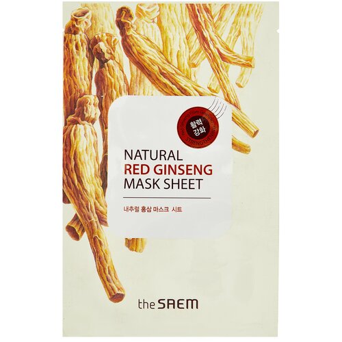 The Saem тканевая маска Natural Red Ginseng, 21 г, 21 мл