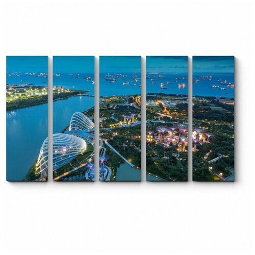 Модульная картина Неповторимый Сингапур ясной ночью 120x72