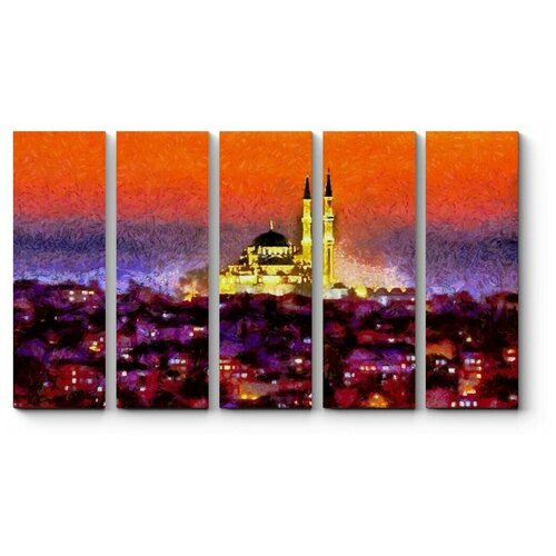 Модульная картина Сияющий Стамбул ночью 180x108