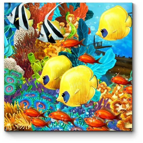 Модульная картина Тропические рыбки 70x70