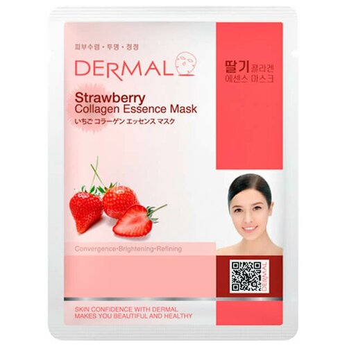DERMAL тканевая маска Strawberry Collagen Essence Mask с коллагеном и экстрактом клубники, 23 г, 23 мл