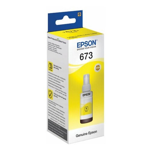 Чернила EPSON 673 (T6734) для СНПЧ Epson L800/L805/L810/L850/L1800, желтые, оригинальные, C13T67344A/498