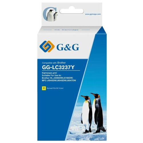 Картридж струйный G&G LC3237Y желтый 18 мл, 1500 стр. для Brother (GG-LC3237Y)