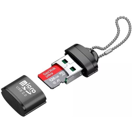 Картридер переходник адаптер microSD to USB, USB - Micro SD , черный юсб микро сд микросд