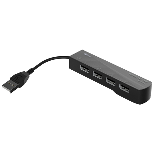 USB-концентратор  Ritmix CR-2406, разъемов: 4, 10 см, черный