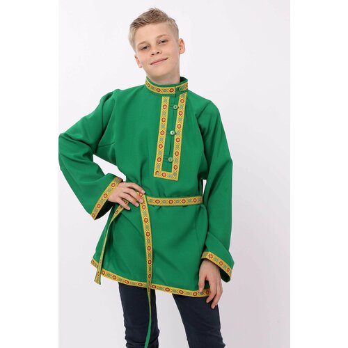 Косоворотка Иван, русская народная рубаха, зеленая, 48-50