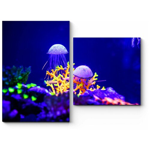 Модульная картина Яркий мир кораллов и медуз 100x75
