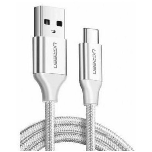 Кабель UGREEN US288 (60409) USB-A 2.0 to USB-C Cable Nickel Plating Aluminum Braid. Длина: 3м. Цвет: серебристый