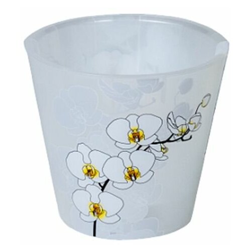 Кашпо для цветов и растений пластик 1,6 литров d=160 мм 'London Orchid Deco' со встакой белая орхидея