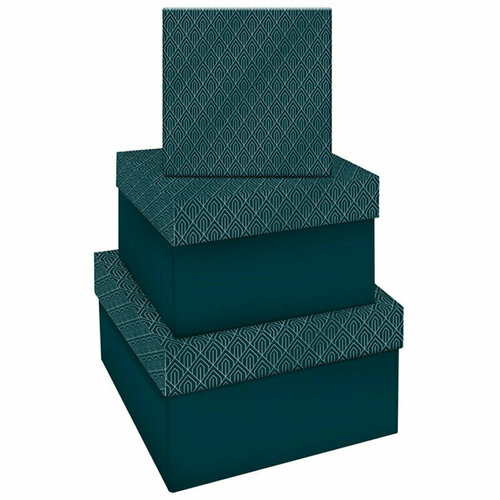 Набор квадратных коробок 3в1, MESHU "Emerald style. Top", (19,5*19,5*11-15,5*15,5*9см), 341881