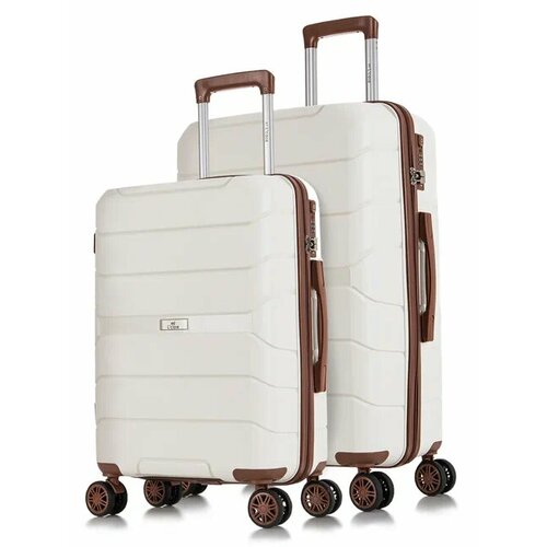 Комплект чемоданов L'case Singapore, 2 шт., 83 л, размер S/M, белый