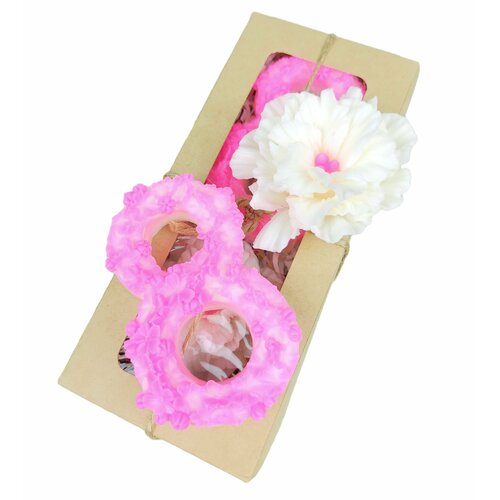 Мыло ручной работы набор розовая восьмёрка и цветок арт.4987