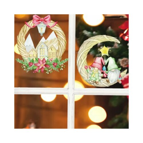 Наклейки на окна новогодние «Милые украшения»