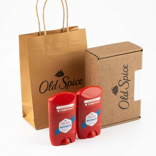 Эксклюзивный набор для мужчин Old Spice. (состоит из 2 двух стик-дезодорантов WhiteWater 50 ml.) в крафтовой коробке+ подарочный пакет.